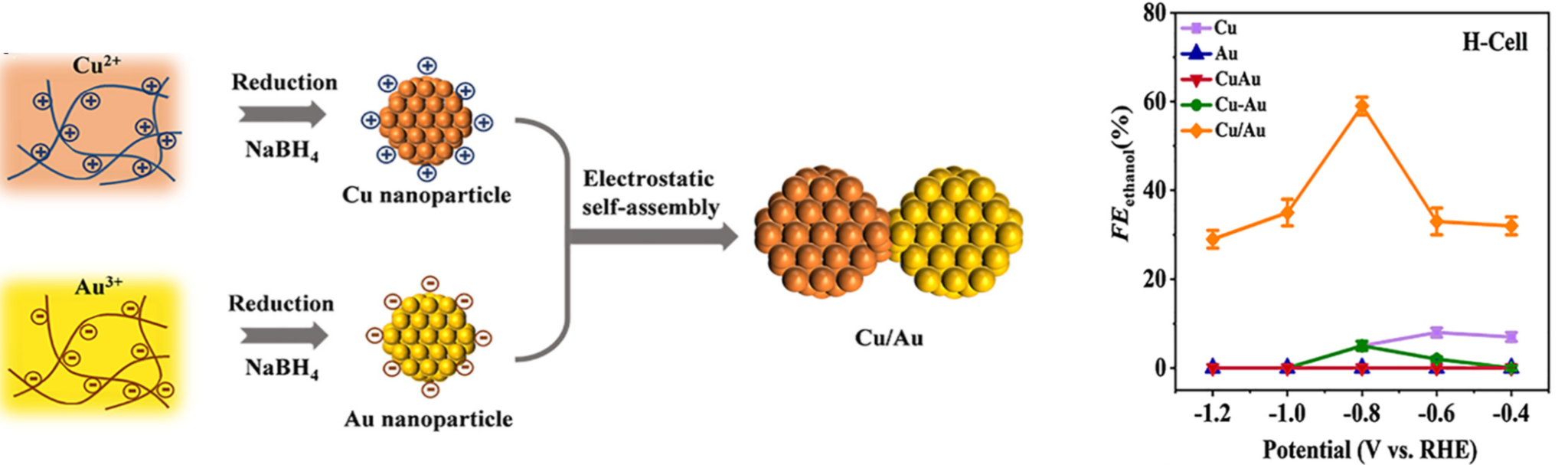 Asymmetrical electrohydrogenation of CO2 to ethanol with copper-gold ...